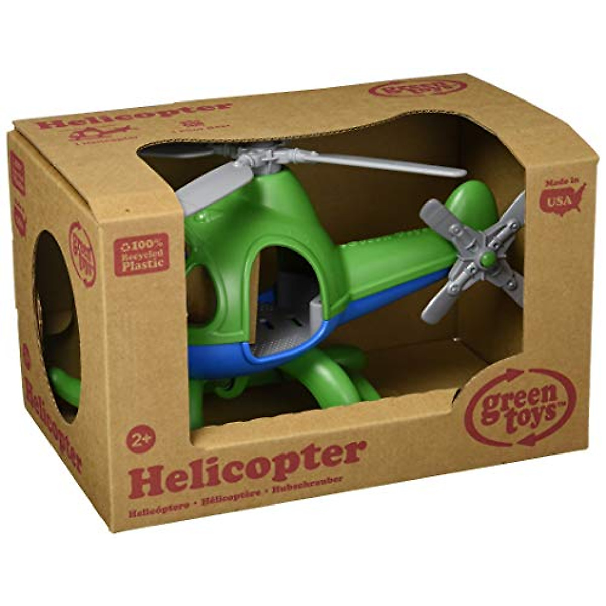 Green Toys Helicopter, Green/Blue CB - Pretend Play, Motor Skills, Kids Flying Toy Vehicle. No BPA, phthalates, PVC. Dishwasher Safe, Recycled Plastic, Made in USA.
