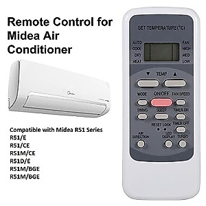Universal Remote Control Replacement for Midea Air Conditioner (Type: R51M/E)