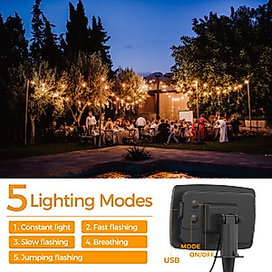 116FT Solar String Lights Outdoor Waterproof with Remote and USB Port, 53 Edison Bulb Outdoor Solar Powered Dimmable String Lights for Outside Patio, Backyard, Garden, Porch, Balcony