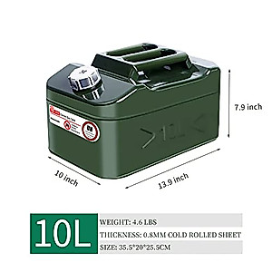 2.6 Gallon Metal Tank, Jerry Can - (10L Green)