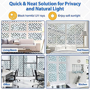 Dovesail Frosted Glass Window Film, Window Privacy Film with 3 Pieces Tools, Removable Static Cling Window Sticker Non-Adhesive Privacy Protection for Home Office,17.5 x 78.7 Inch, Matte Pure
