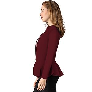 Hybrid & Company Women's Relaxed Jacket Zipper Suit Office and Parties Coat Jacket KJK1137 1012 Wine S