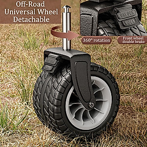 YJSG Collapsible Folding Wagon Garden Cart,Garden Carts,Beach Wagon Grocery Wagon Wagon Sports with Adjustable Drawbar Beach Wagon Cart 200Kg Load Universal Wheel Camping Cart,(d) White Coffee