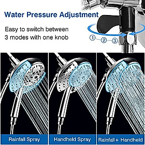 Shower Head with Handheld High Pressure: INAVAMZ Hand Held Shower Head & Rain Shower Head 2-IN-1 Shower Head with 59" Rotatable Stainless Steel Hose, Meet cUCP and CEC Certification