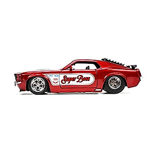 Big Time Muscle 1:24 1970 Ford Mustang Boss 429 Die-cast Car Candy Red, Toys for Kids and Adults