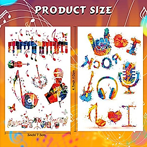 Konsait Music Notes Temporary Tattoos Creative Tattoos Stickers Red and Blue Music Notes Guitar Piano Music Feathers Fake Tattoos for Music Party Birthday Gift for Adults Music Favor