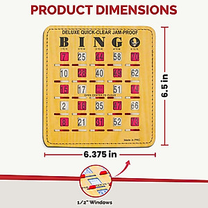 MR CHIPS Jam-Proof Quick-Clear Deluxe Fingertip Slide Bingo Cards with Sliding Windows 50 Pack in Woodgrain Style