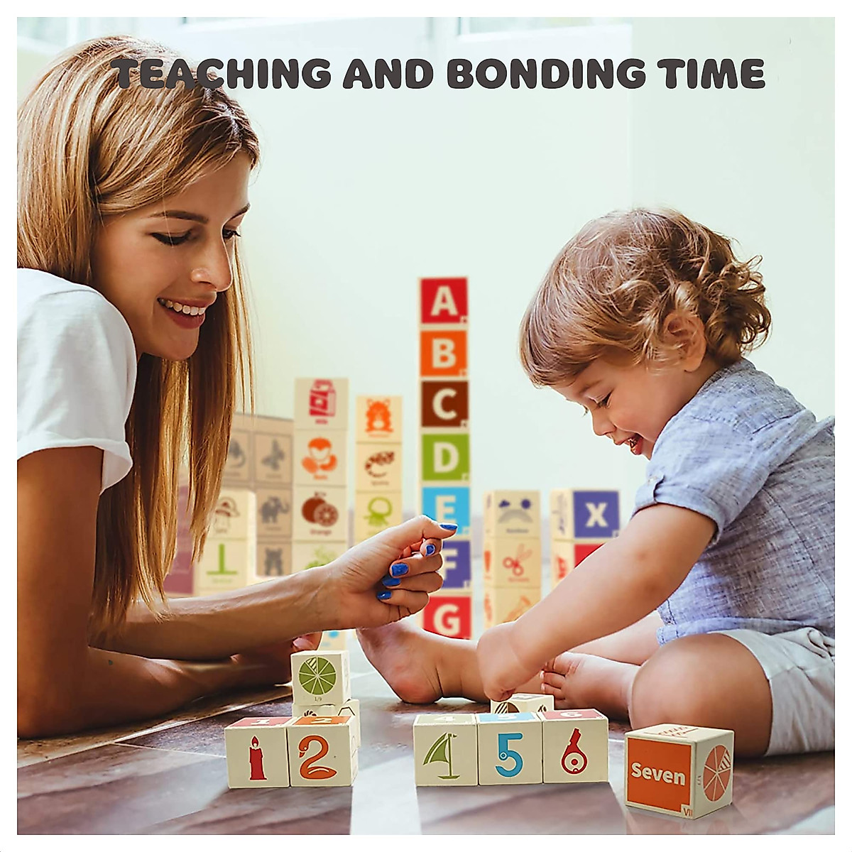 KIPPTO Wooden Alphabet and Numbers Blocks for Toddlers – 36 Large Bright-Colored Pieces. Includes Free AR APP for Interactive Play. Educational Toy for Preschool Kids. Kids Safe Non-Toxic Material