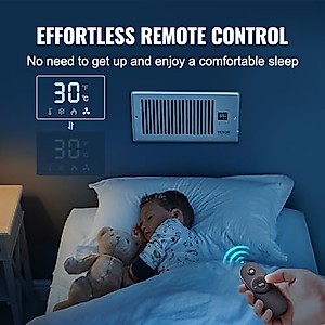 VEVOR Register Booster Fan, Quiet Vent Booster Fan Fits 4” x 10” Register Holes, with Remote Control and Thermostat Control, Adjustable Speed for Heating Cooling Smart Vent, White
