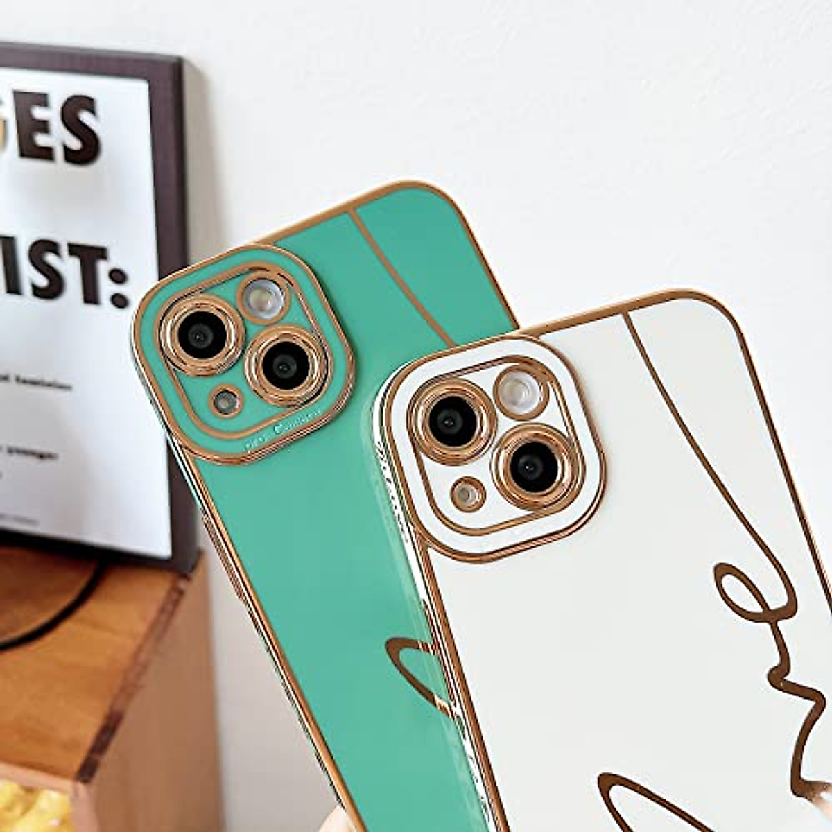 Skyseaco Compatible with iPhone 13 Case Cute, Luxury Plating Love Letter Case for Women Girls, Soft TPU Full Camera Shockproof Protective Case for iPhone 13 6.1 inch (White)
