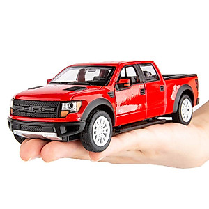 TGRCM-CZ 1/32 Scale F150 Pickup Truck Casting Car Model, Zinc Alloy Toy Car for Kids, Pull Back Vehicles Toy Car for Toddlers Kids Boys Girls (Red)