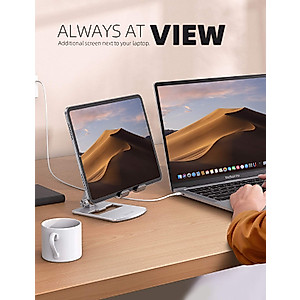 Lamicall Tablet Stand, Foldable Holder - Adjustable Tablet Dock, for 4.7" - 13" Tablet, Such as iPad Pro 11/10.5/12.9, Mini, Air, Galaxy Tabs, Kindle, Silver