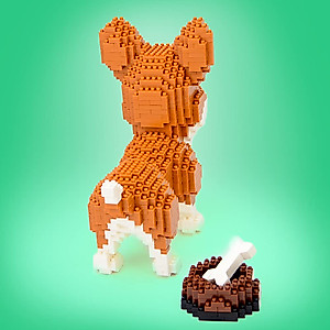 Uvini Building Blocks Pets, Bricks Corgi, Micro Bricks Dog Animal Building Toy Bricks Dog for Kids 10,11, 12, 13, 14, Teens or Adult, 1380 Pieces