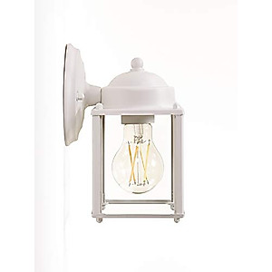 CORAMDEO Outdoor Square Coach Light for Porch, Patio, Deck, Barn, Wet Location, E26 Medium Base Socket, Durable Nickel Finish & Clear Glass