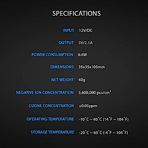UTILE Car Ionizer Purifier with Dual USB Charger – Ionic Air Freshener for Odor Removal | 2.1A/0.8W USB Charging for Phone, Tablet and Other Devices (Copper, Pack of 1)