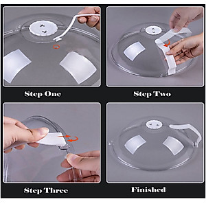 Microwave Splatter Cover for Food, Clear Like Gla Microwave Splash Guard Cooker lid, Dish bowl Plate Serving Cover with Steam Vent, BPA-Free, Saft Plastic, 10.5 Inchs
