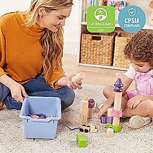 ECR4Kids Scoop Front Storage Bin, Multipurpose Organization, Powder Blue, 30-Piece