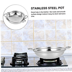 Mikinona 2 Pcs Stainless Steel Hot Pot with Handles Spill Thicken Cooking Pot for Kitchen for Shabu Shabu Boiling Dual Use Induction Cooktop Gas Stove
