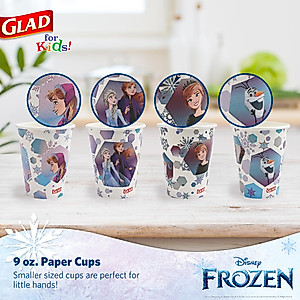 Glad for Kids Disney Frozen 9oz Paper Cups | Anna and Elsa Paper Cups, Kids Snack Cups | Kid-Friendly Paper Cups for Everyday Use, 9oz Paper Cups 24 Ct