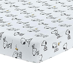 Lambs & Ivy Classic Snoopy White/Black/Gray 3-Piece Baby Crib Bedding Set