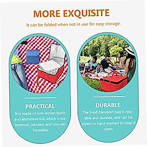 FELTECHELECTR Insulation Bags Foldable Tote Bag Shopping Tote Bag Large Tote Bags Lunch Insulation Coolers Keep Warm Groceries Bag Pizza Carry Bag Non-woven Fabric Red Insulated Food Carrier Bag
