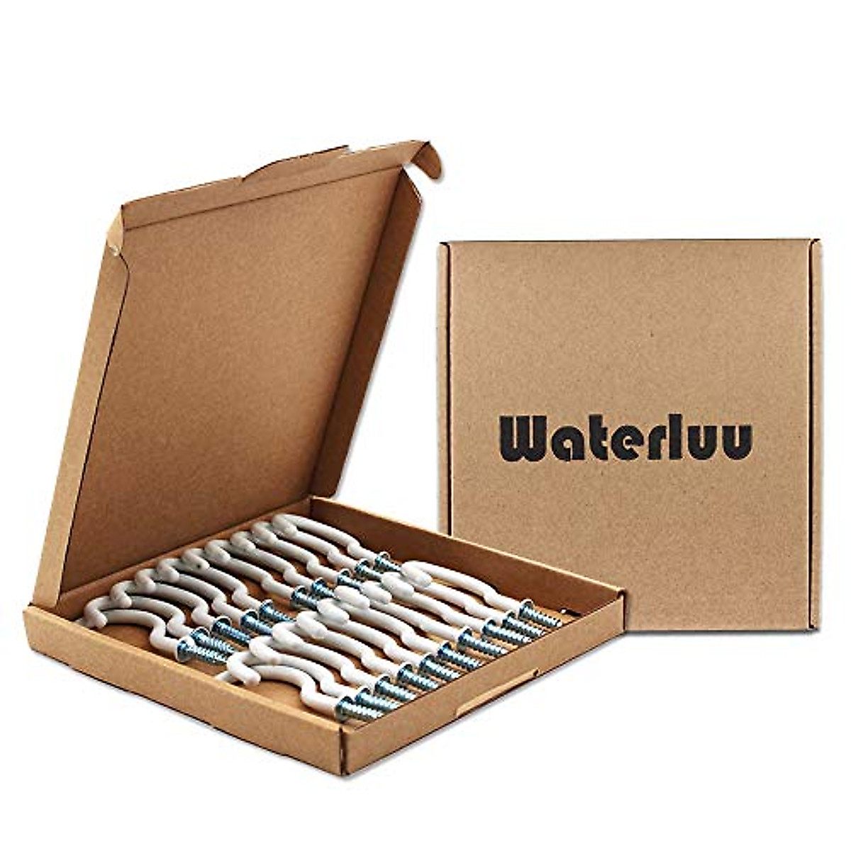 WaterLuu 20 Pack 2.9 Inch Ceiling Hooks,Plant Hooks, Vinyl Coated Screw-in Wall Hooks, Plant Hooks, Kitchen Hooks, Cup Hooks Great for Indoor & Outdoor Use (20 White)