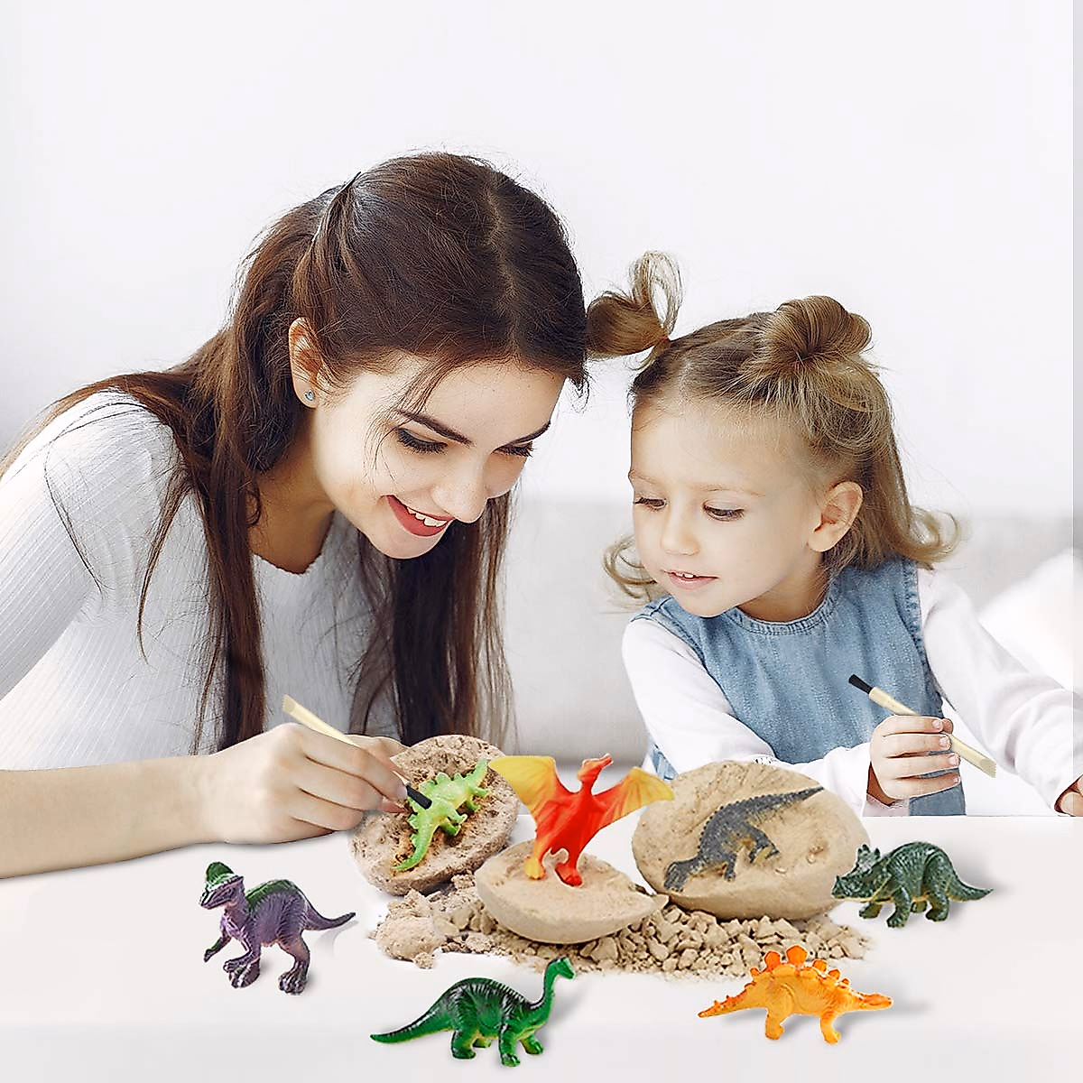 Bigear Dinosaur Eggs Excavation Dig Kit - Dinosaur Toys for Kids - Break Open 12 Dinosaur Eggs and Discover 12 Cute Dinosaurs - Archaeology Preschool Science STEM Crafts Birthday Gifts for Boys Girls