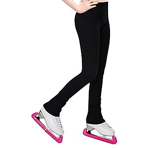 Figure Skating Pants Girls 13-14 Years Old Solid Black Comfortable Seamless Practice Leggings for Big Kids Training Exercise