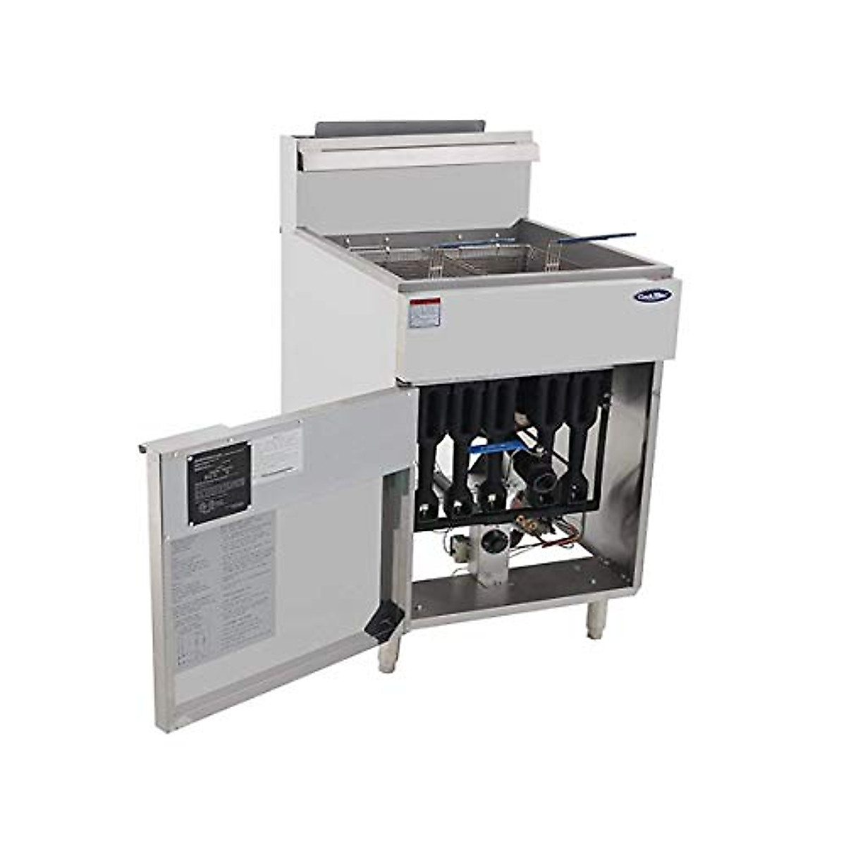 CookRite ATFS-75 Commercial Deep Fryer with Baskets 5 Tube Stainless Steel Liquid Propane Floor Fryers-150000 BTU