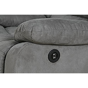 Relaxzen Longstreet Rocker Recliner with Massage, Heat and Dual USB Ports, Microfiber, Gray