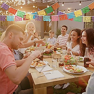 Mexican Party Banners - 4 Pack Papel Picado Banner Cino de Mayo Fiesta Party Decorations, Dia De Los Muertos Day of The Dead Decor Flag