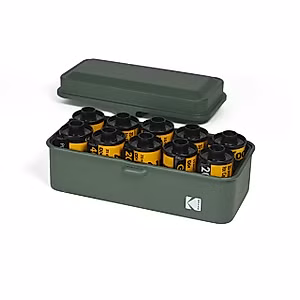 KODAK 120/135 Film Case - for 8 Rolls of 120 Films / 10 Rolls of 35mm Films - Retro Steel Case to Sort & Safeguard Film, Olive, Retro