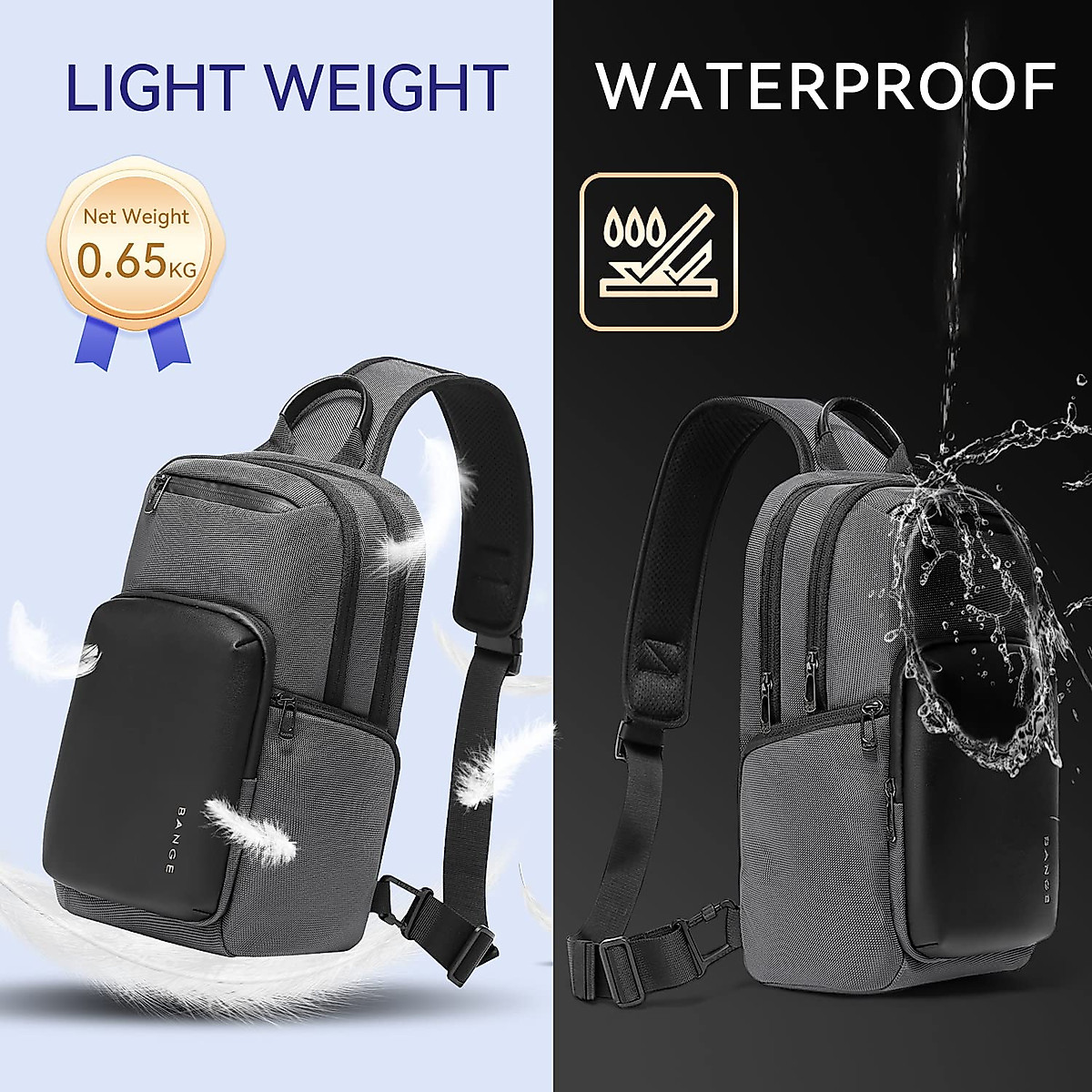 Tfro & Cile Sling Bag for Men Crossbody Bags Shoulder Backpacks Casual Daypack Bag Chest Backpack for Hiking Ridding Climbing