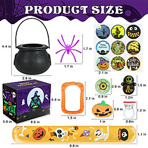 Mulbozy 162 PCS Halloween Party Favors for Trick or Treats, 18 Pack Prefilled Small Plastic Witch Cauldron, Halloween Party Decor, Halloween Party Favors Prizes for School Classroom