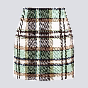 OutTop Red Plaid Skirts for Women High Waist Buffalo Plaid Bodycon Skirts Winter Wool Slim A line Pencil Mini Skirts