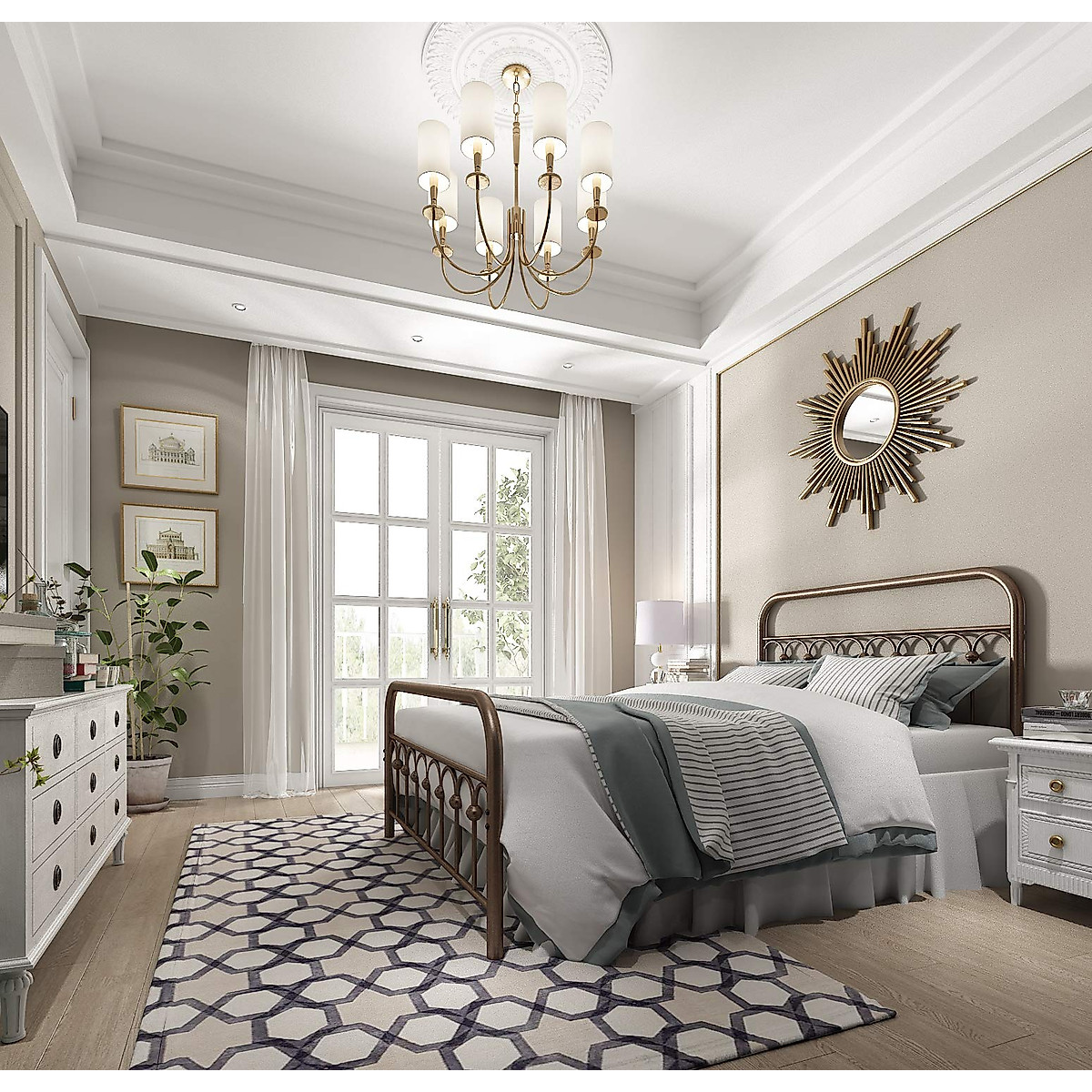 YALAXON Vintage Sturdy Full Size Metal Bed Frame with Headboard and Footboard Basic Bed Frame No Box Spring Needed，Antique Brown