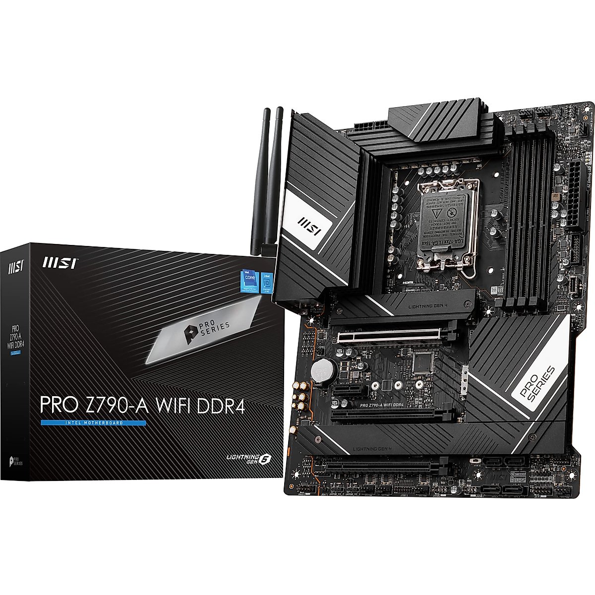 MSI PRO Z790-A WiFi DDR4 ProSeries Motherboard (Supports 12th/13th/14th Gen Intel Processors, LGA 1700, DDR4, PCIe 5.0, M.2, SATA 6G, 2.5Gbps LAN, USB 3.2 Gen2, Wi-Fi 6E, Bluetooth 5.3, ATX)