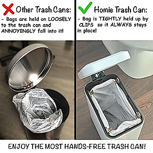 Soft Close, Slim Trash Can 2.6 Gallon with Anti - Bag Slip Liner and Lid, Use as Mini Garbage Basket, Slim Dust Bin, or Decor in Bathroom, Restroom, Kitchen, or Bedroom (10L / 2.6 Gallon, Shiny White)