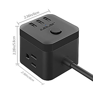 Power Strip with USB, Outlet Strip JSVER USB Power Strip, Power Strips 3 USB Ports 3 Outlets, 4.92ft Power Extension Cord for iPhone Xs/XR/X/8, Travel, Office, Cruise Ship, Dorm (Black)