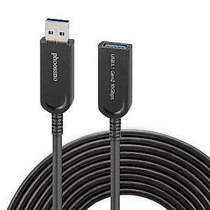 phoossno UL CMP Plenum Rated USB 3.1 Extension Active Optical Cableb10Gbps 50ft Compatible with Microsoft Azure Logitech and Polycom Camera Xbox Printer Touch Screen Kinect Oculus VR Intel RealSense