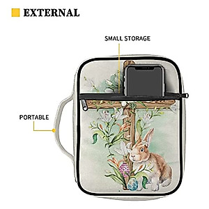 Buybai Bible Covers for Women Large Capacity Asethetic Bunny Bible Cases Easter Cross Eggs Study Book Protective Removable