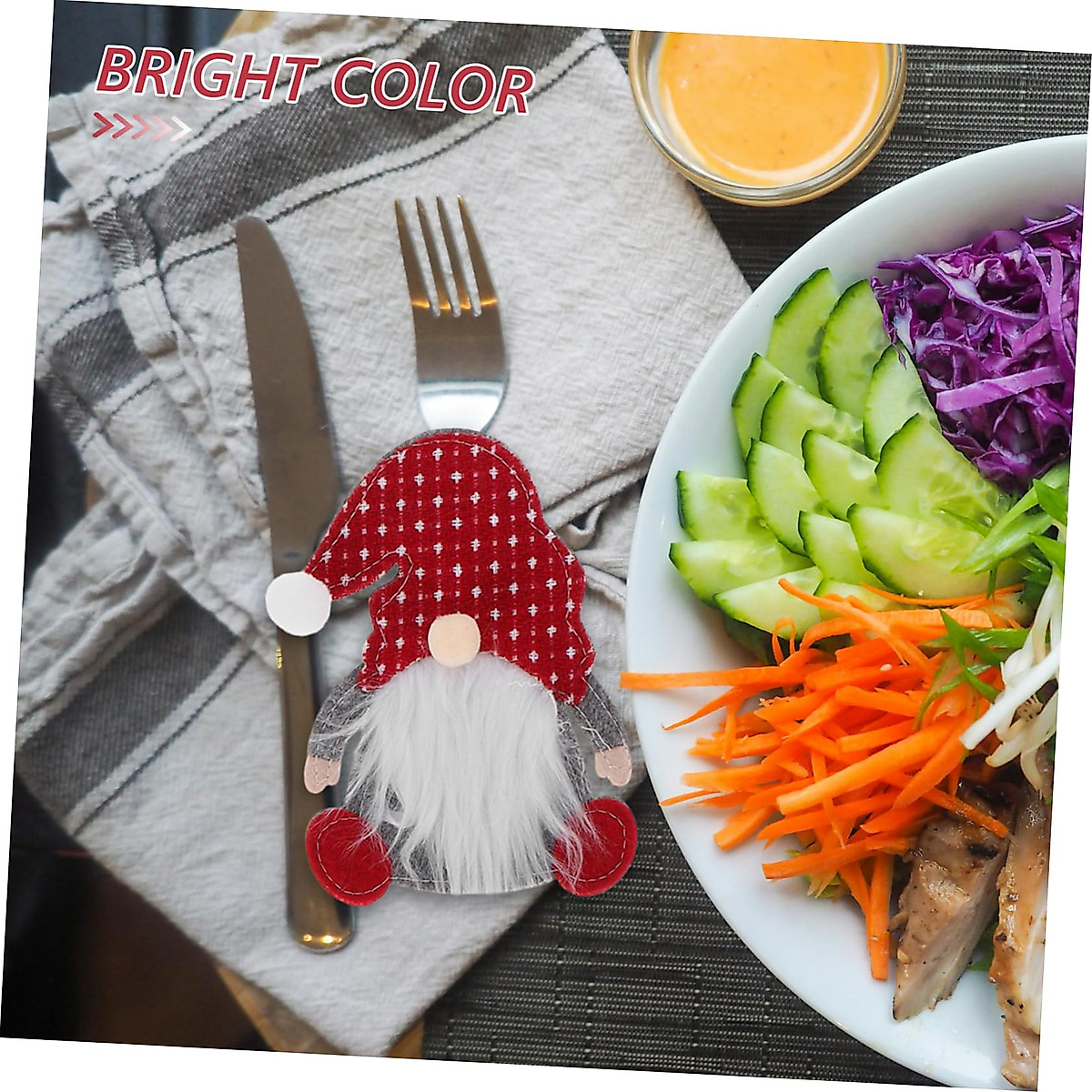 Hemoton Gnome Tableware Utensil Holders: Fabric Cutlery Pouch Cover Holiday Knives Forks Bag Decorative Dinner Table Centerpiece For Holiday Party Supplies 12pcs