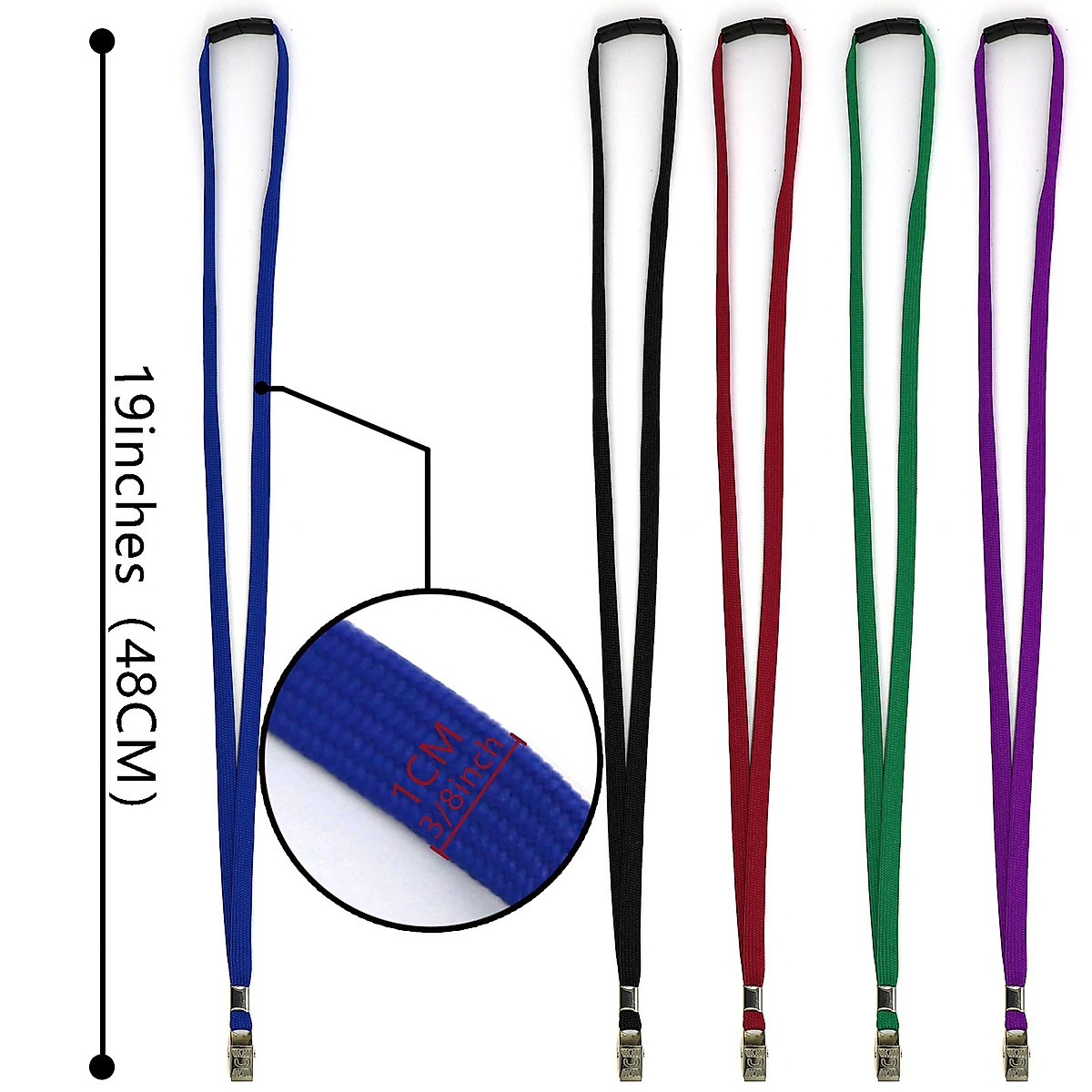 Ollain Lanyard with Safety Breakaway Buckle 50 Pack Lanyards Badge Clip Bulk Flat Lanyards for Id Badges Name tag (Purple)