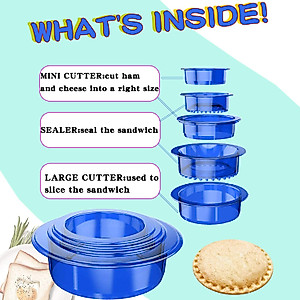 Sandwich Cutters Sealers Set Uncrustables Sandwich Cookie Bread Pancake Maker Perfect for Kids Lunchbox and Bento Box (BLUE) …