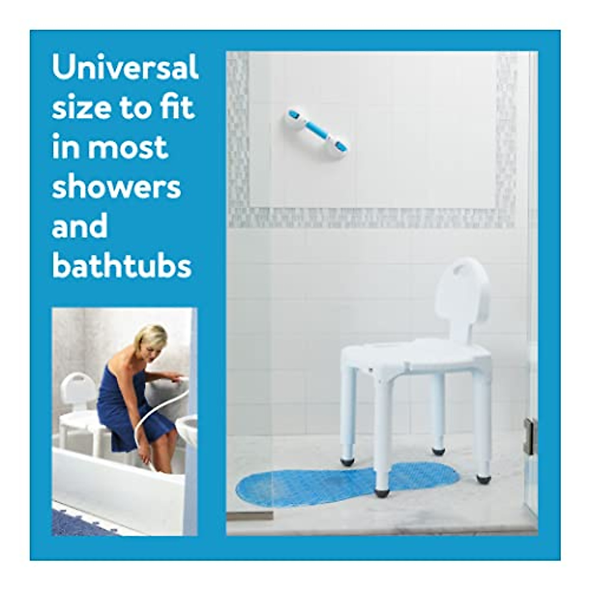 Carex Bath Seat And Shower Chair With Back For Seniors, Bath Chair For Elderly, Disabled, Handicap, and Injured Persons, Supports Up To 400lbs, Shower Seat For Inside Shower