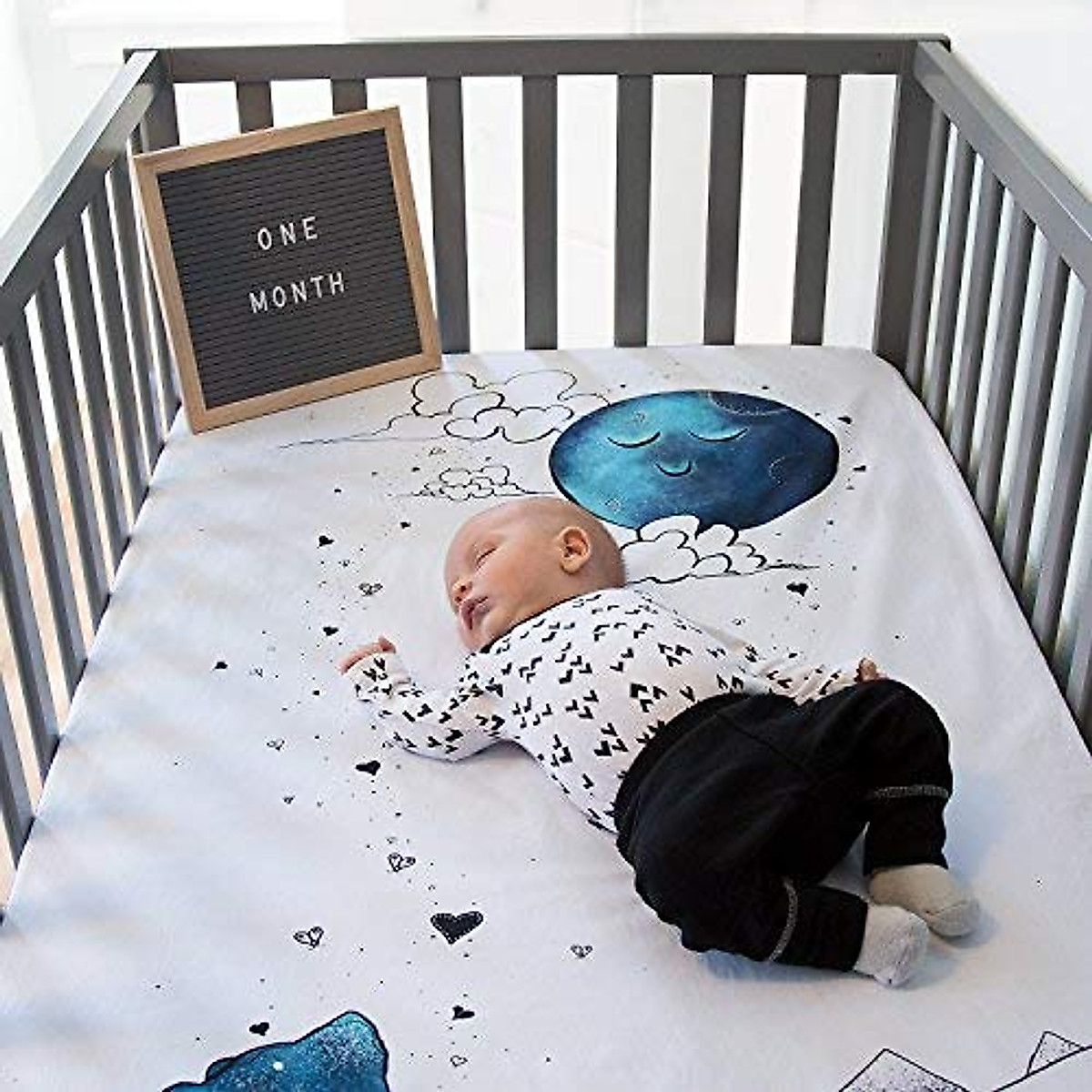 JumpOff Jo - Fitted Crib Sheet, Super Soft 100% Cotton Sheet for Standard Crib Mattresses and Toddler Beds, 28 in. x 52 in, Storytelling Designs - Mama Bear Blue