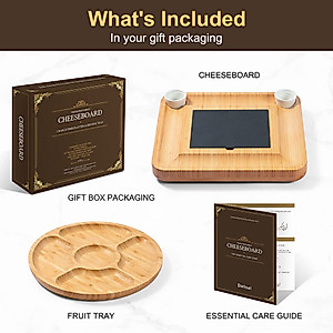Bellsal Extra Large Charcuterie Board Set with 2 Drawers, Bamboo Cheese Board and Knife Set, House Warming Gifts New Home, Anniversary & Wedding Gifts for Couple, Housewarming Gift New House