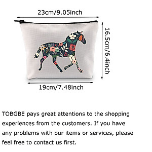 TOBGBE Horse Gift Horse Lover Makeup Bag Inspirational Horse Gift for Women Floral Horse Bag Equestrian Gift (Floral Horse)