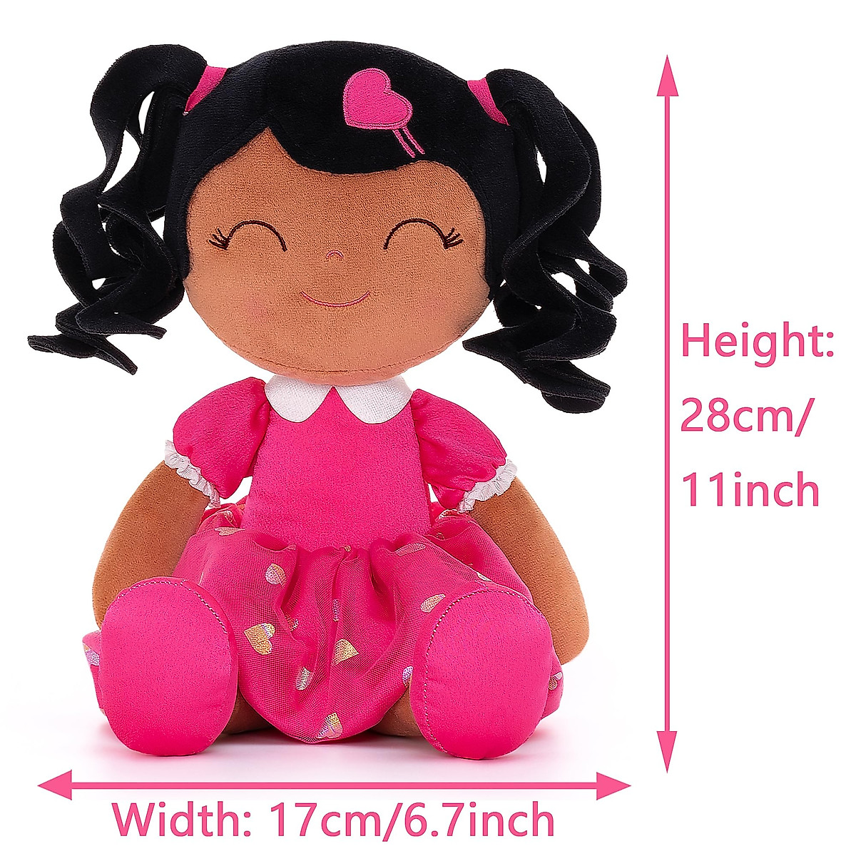 Gloveleya Baby Doll Gifts Plush Curly Girl Toys with Love 16" Rose