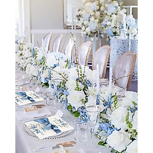 HUIHUANG Dusty Blue Floral Thank You Wedding Place Cards, 5x7 inch, 50 Pieces